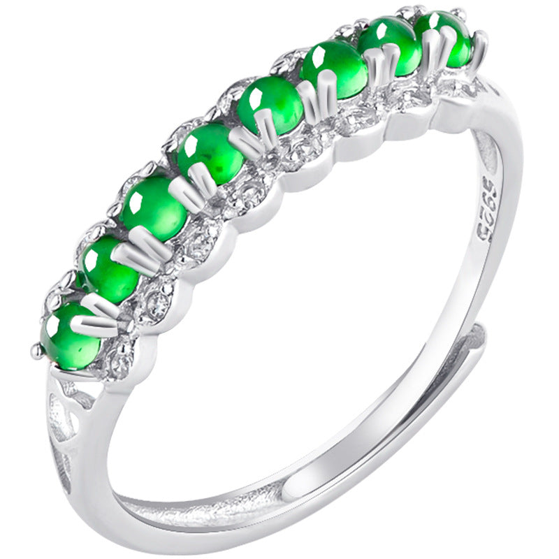 Natural Jade Ring Adjustable Silver Jadeite Ring TURG433 – Jade Nature