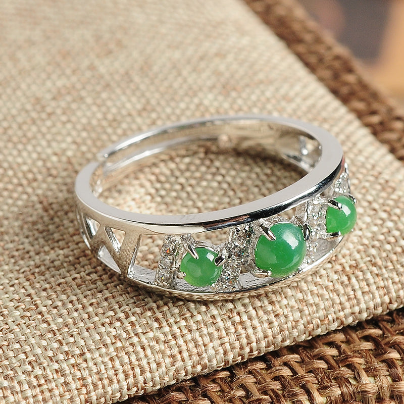 Natural Jade Ring Jadeite Silver Adjustable Ring WR1 – Jade Nature