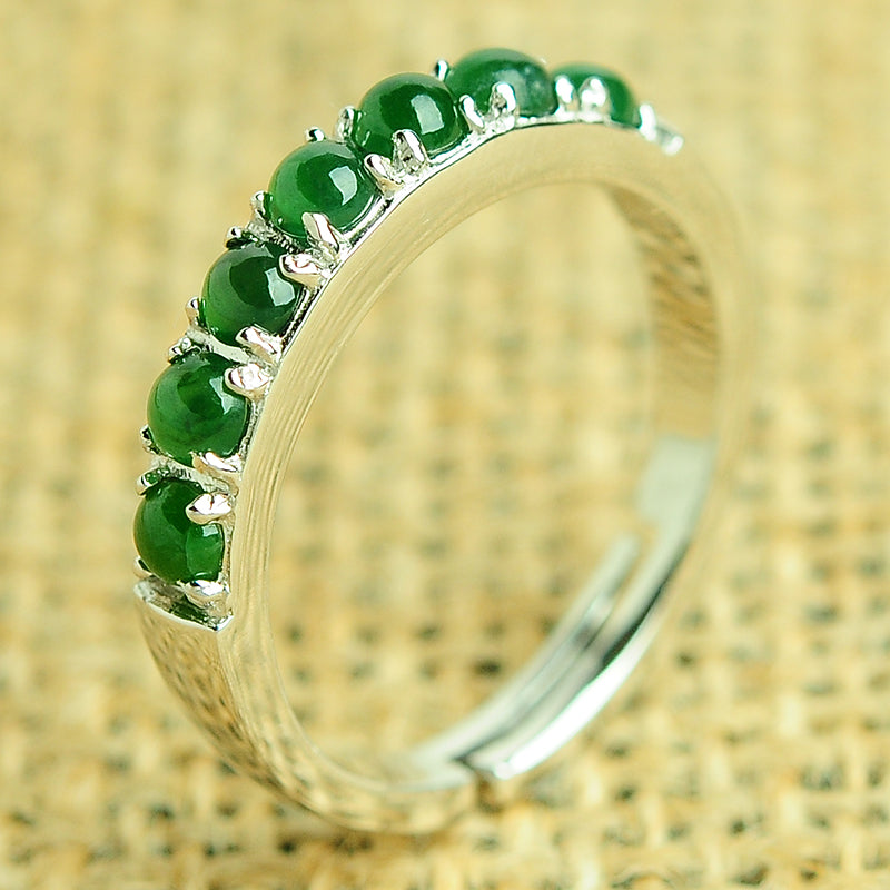 Natural Jade Ring Jadeite Silver Adjustable Ring WR2 – Jade Nature