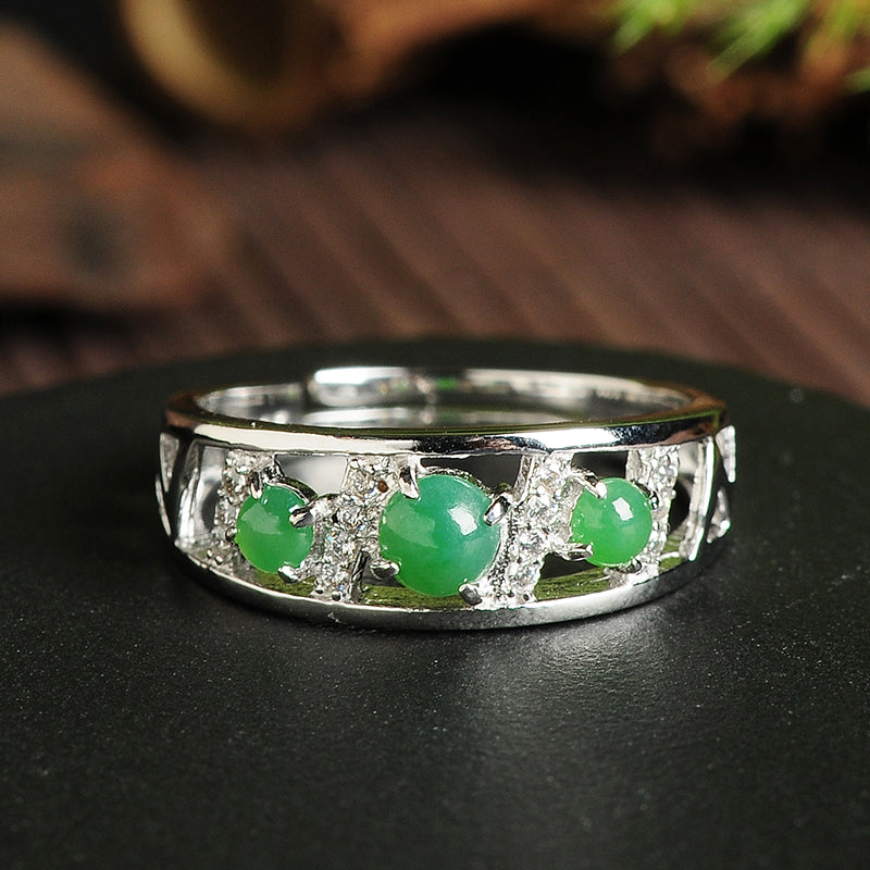 Natural Jade Ring Jadeite Silver Adjustable Ring WR1 – Jade Nature